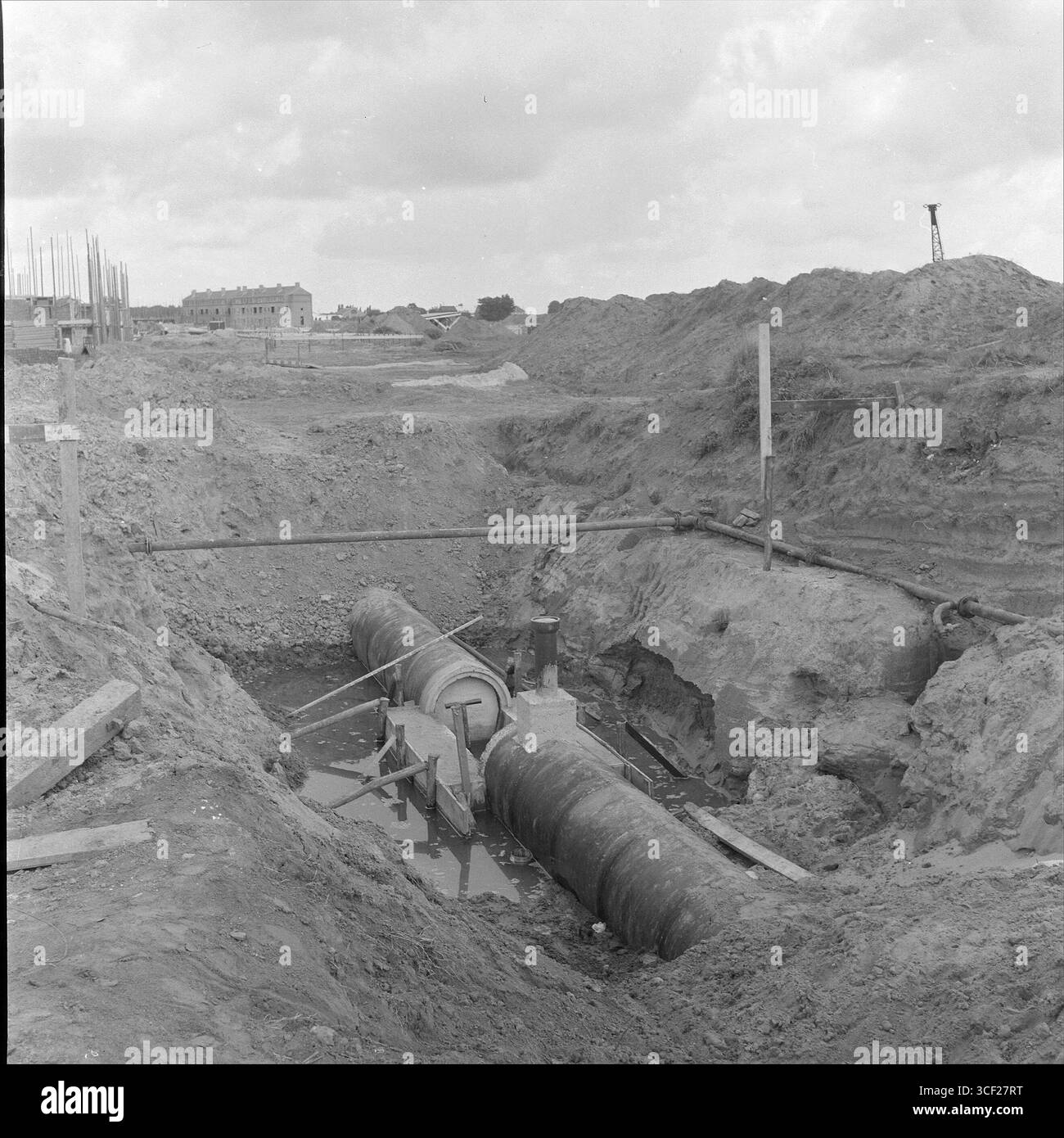 Laying of pipes Black and White Stock Photos & Images - Alamy