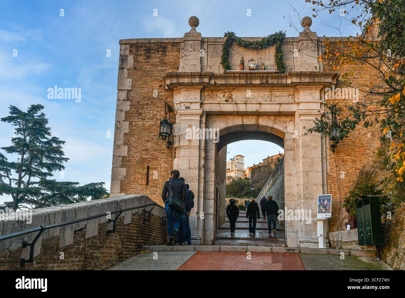 The historic Gateway to Rock (Porte d'Entrée au Rocher), an entrance to ...