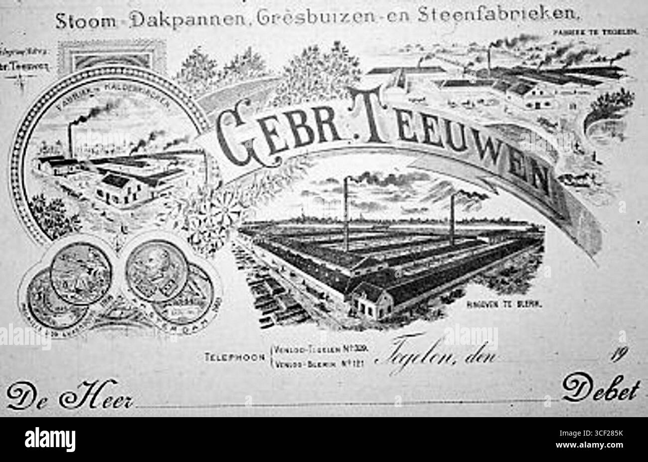 Letterhead from the Gebroeders Teeuwen brick factory in the early 1900s ...