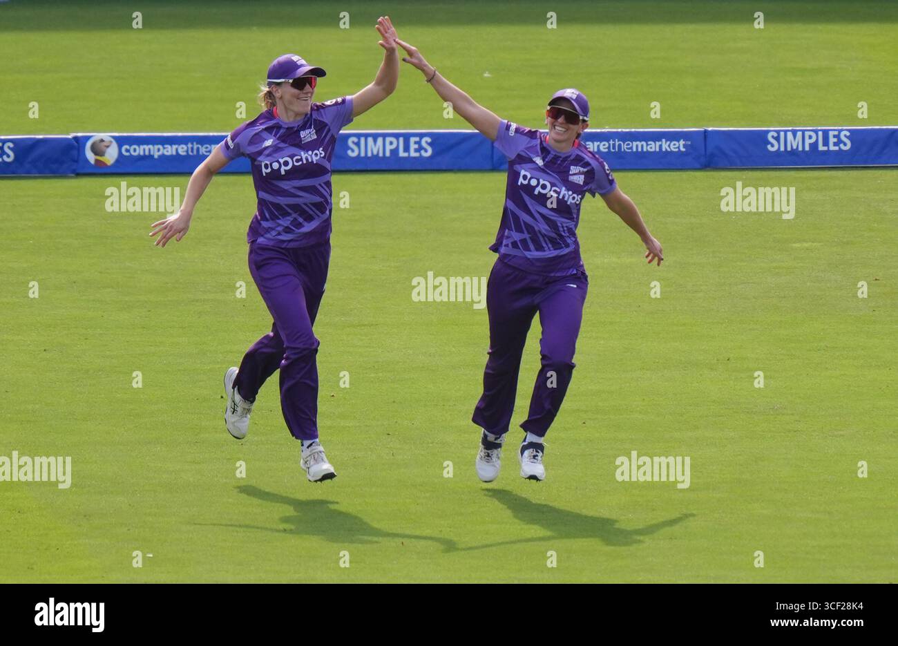 Northern Superchargers' Annabel Sutherland (left) celebrates catching ...