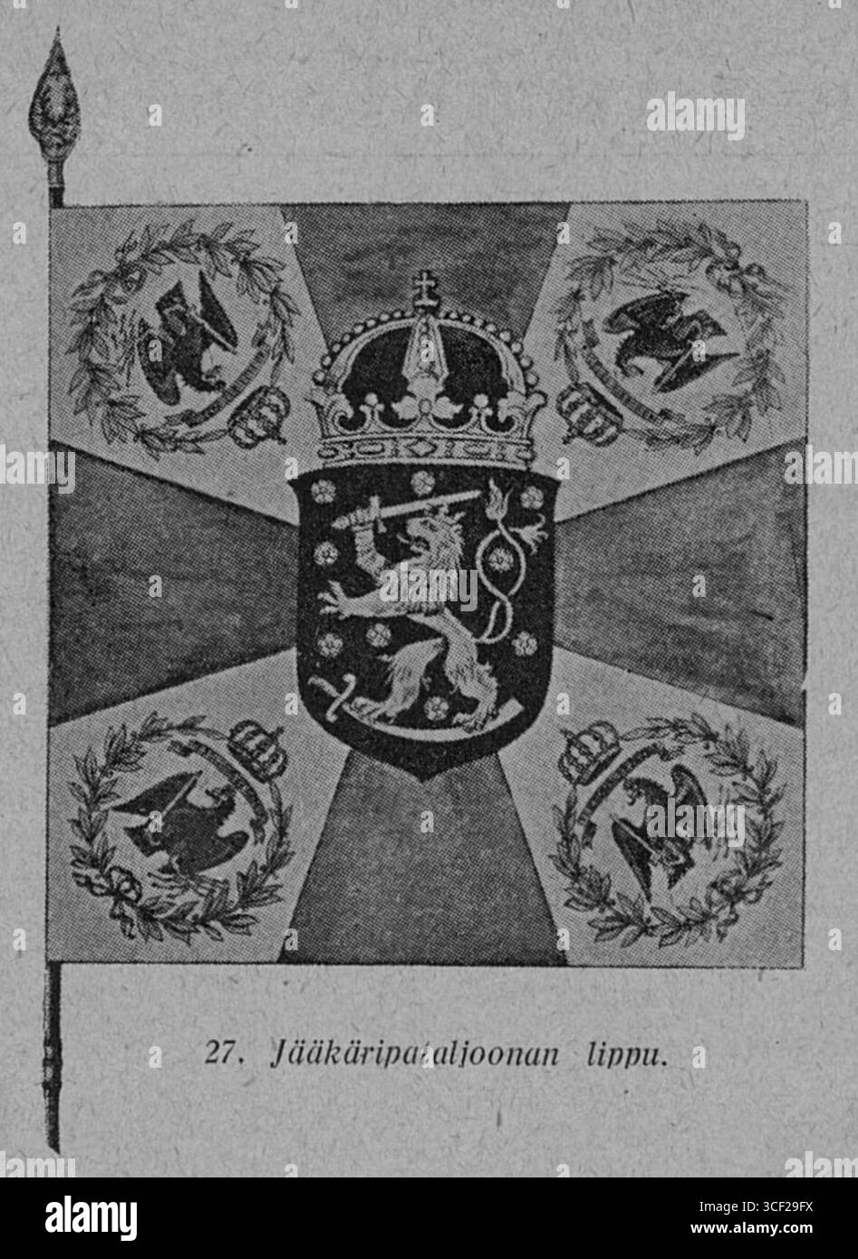 The flag of the Finnish 27th Jäger Battalion, shown in a 1927 edition ...
