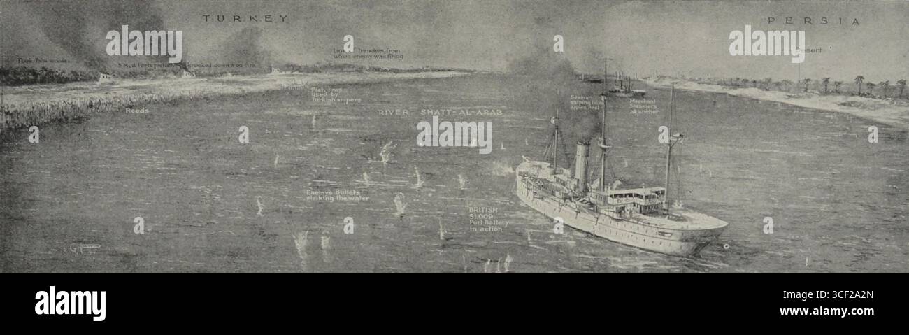 This photograph depicts the British landing at Fao, located at the ...