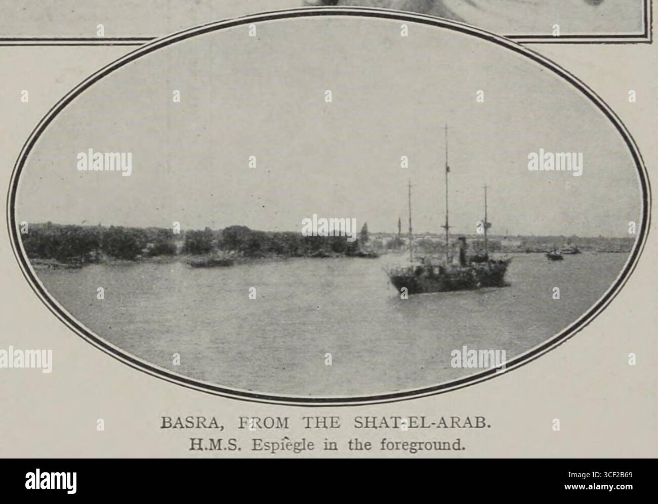 A view of Basra from the Shat-el-Arab, with HMS Espiegle in the ...