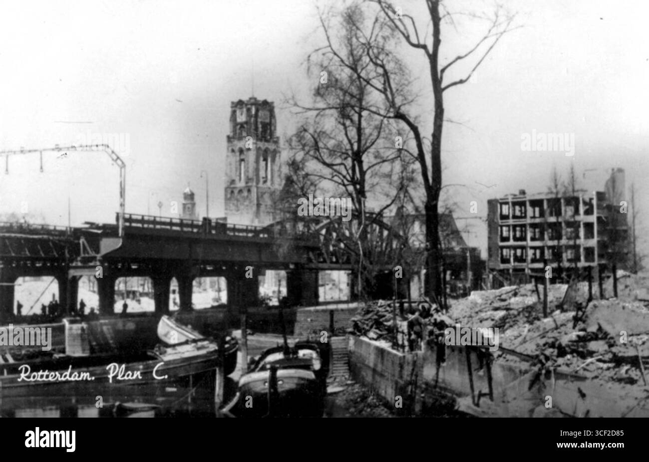 A photograph taken in June 1940 showing the destruction caused by the ...