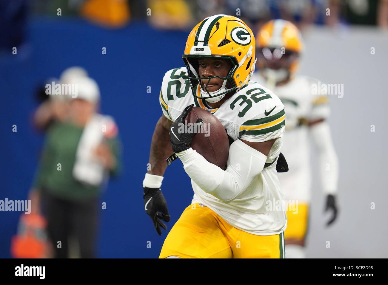 Green Bay Packers running back MarShawn Lloyd runs before a preseason ...