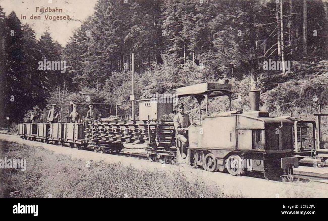 This photo, taken between 1915 and 1918, shows a Benz locomotive on the ...