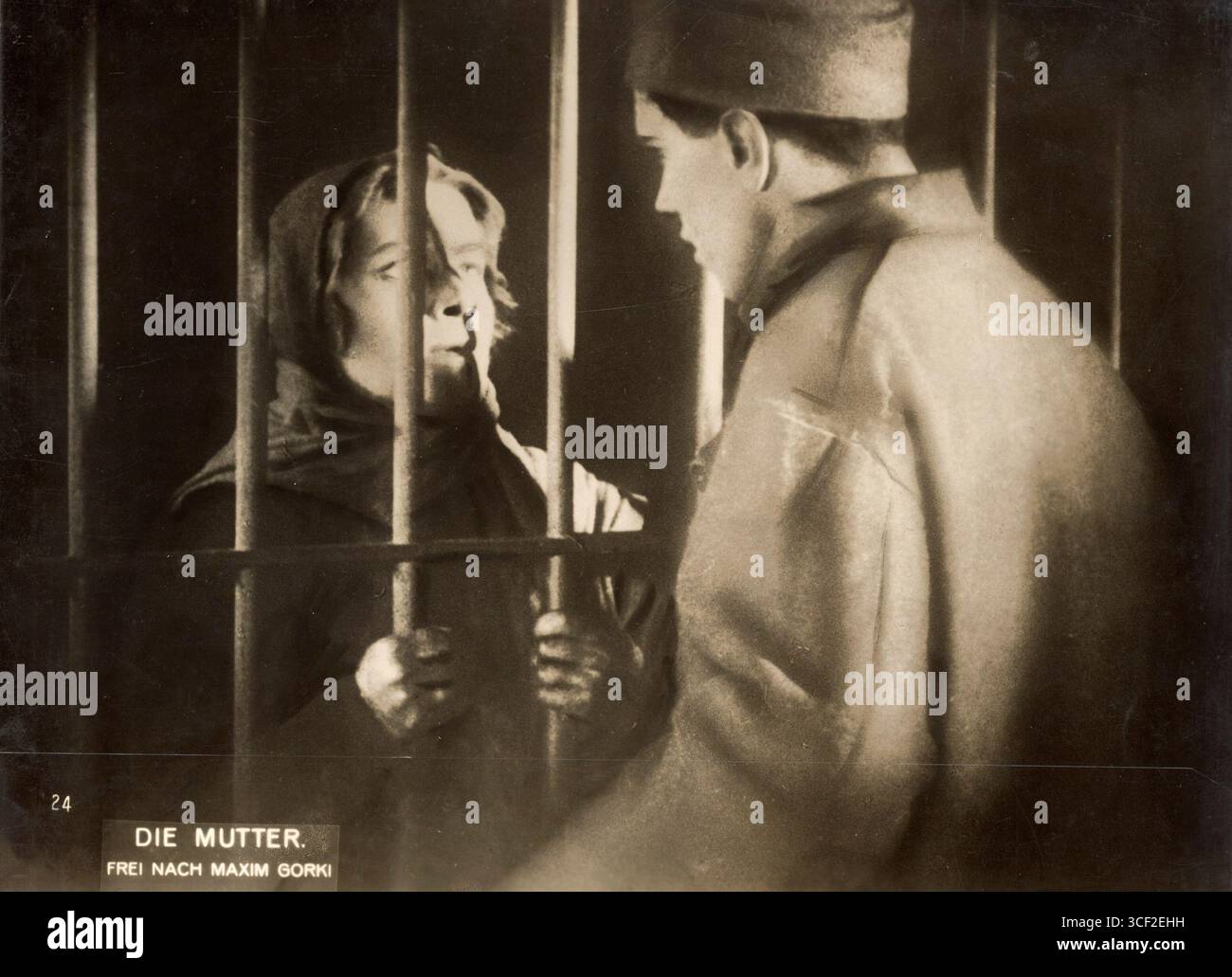 Scene from the 1926 Russian film 'The Mother' ('Mut'), where a mother ...
