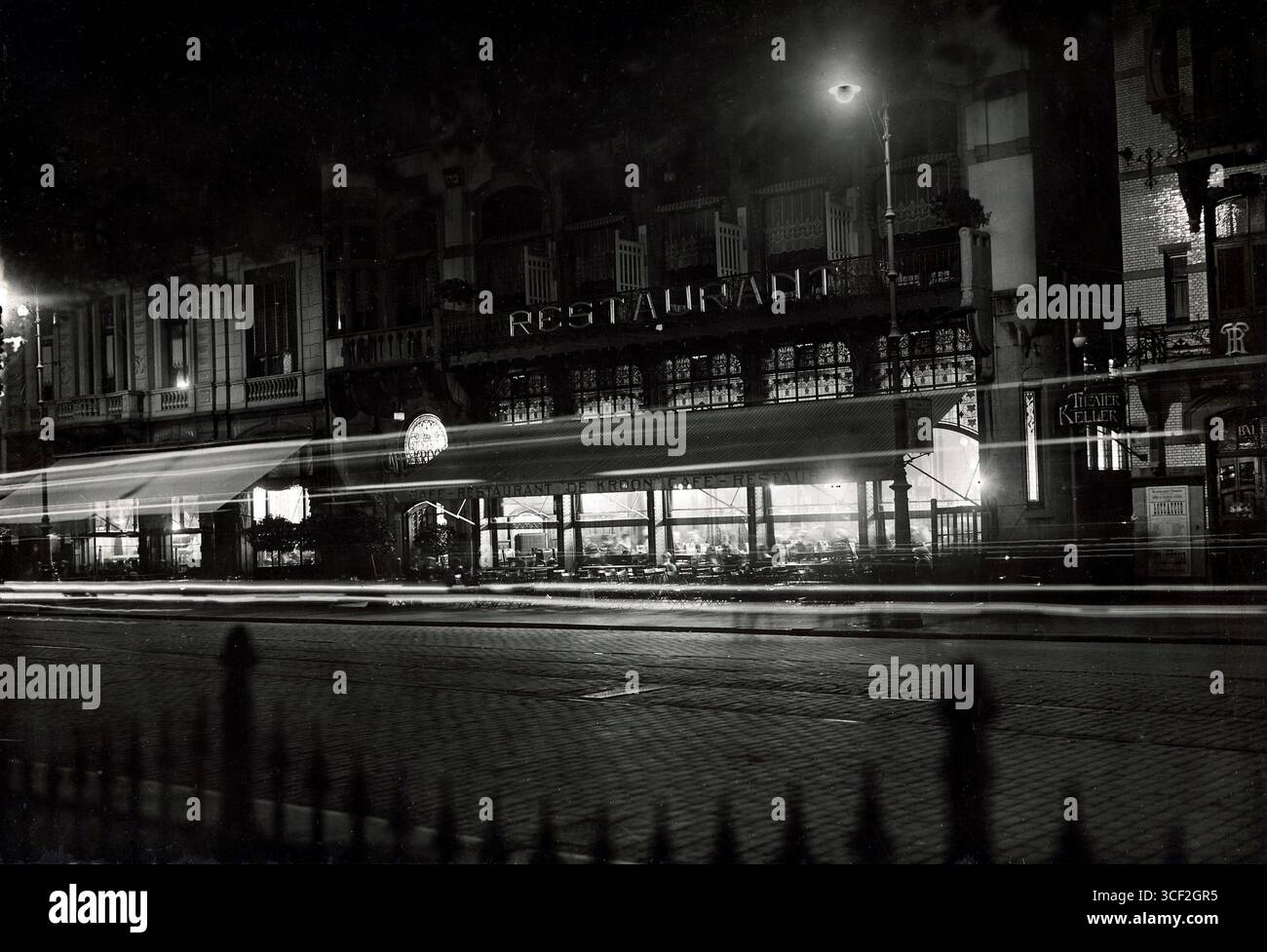 A night scene in Amsterdam, 1917, showing the illuminated Café ...
