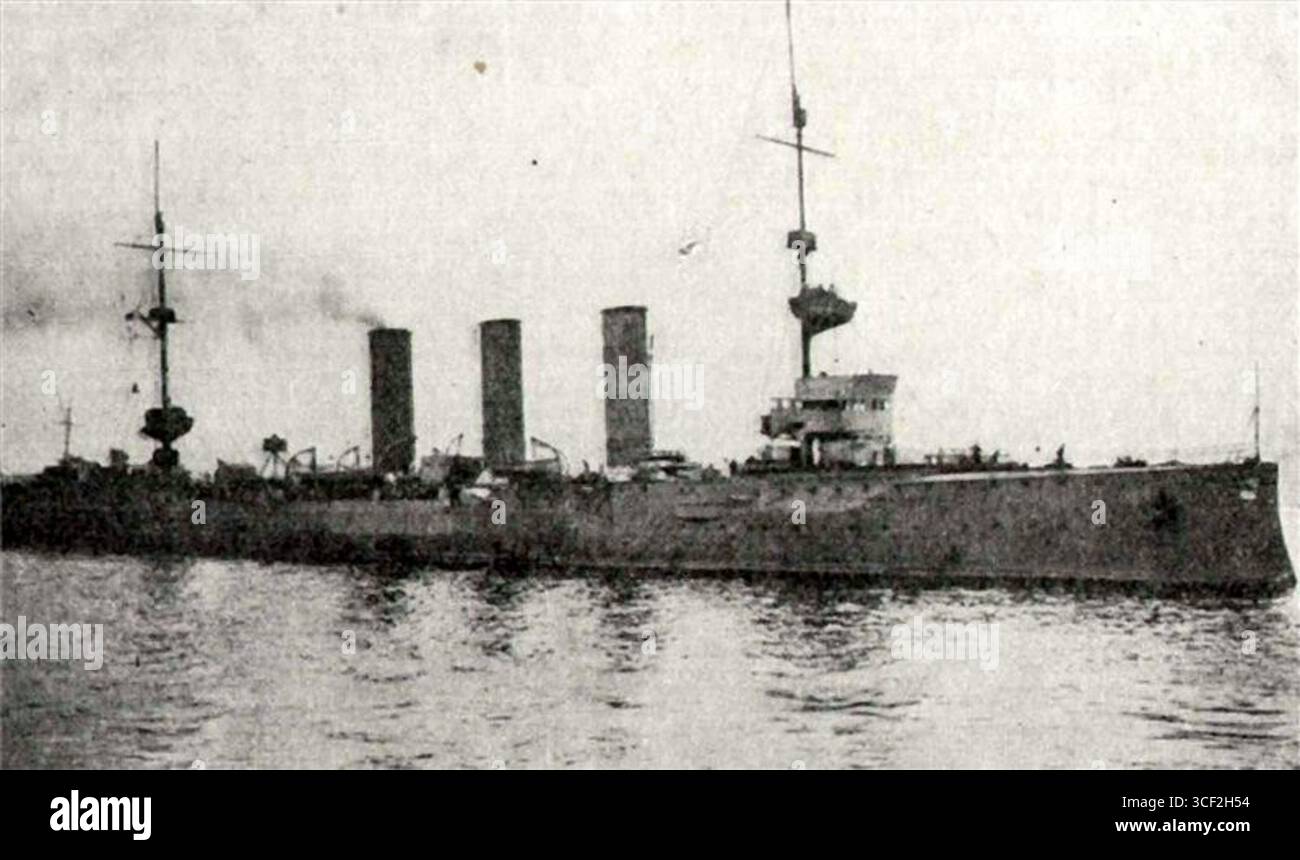 The photograph of SMS Mainz, taken between 1909 and 1914, is believed ...