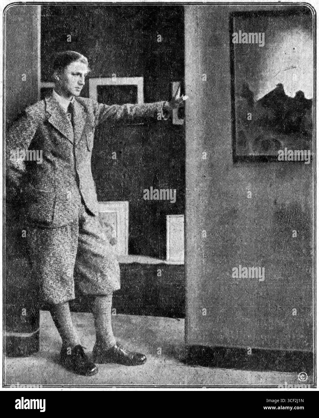 A photograph of the 16-year-old painter Max Radecker at an exhibition ...