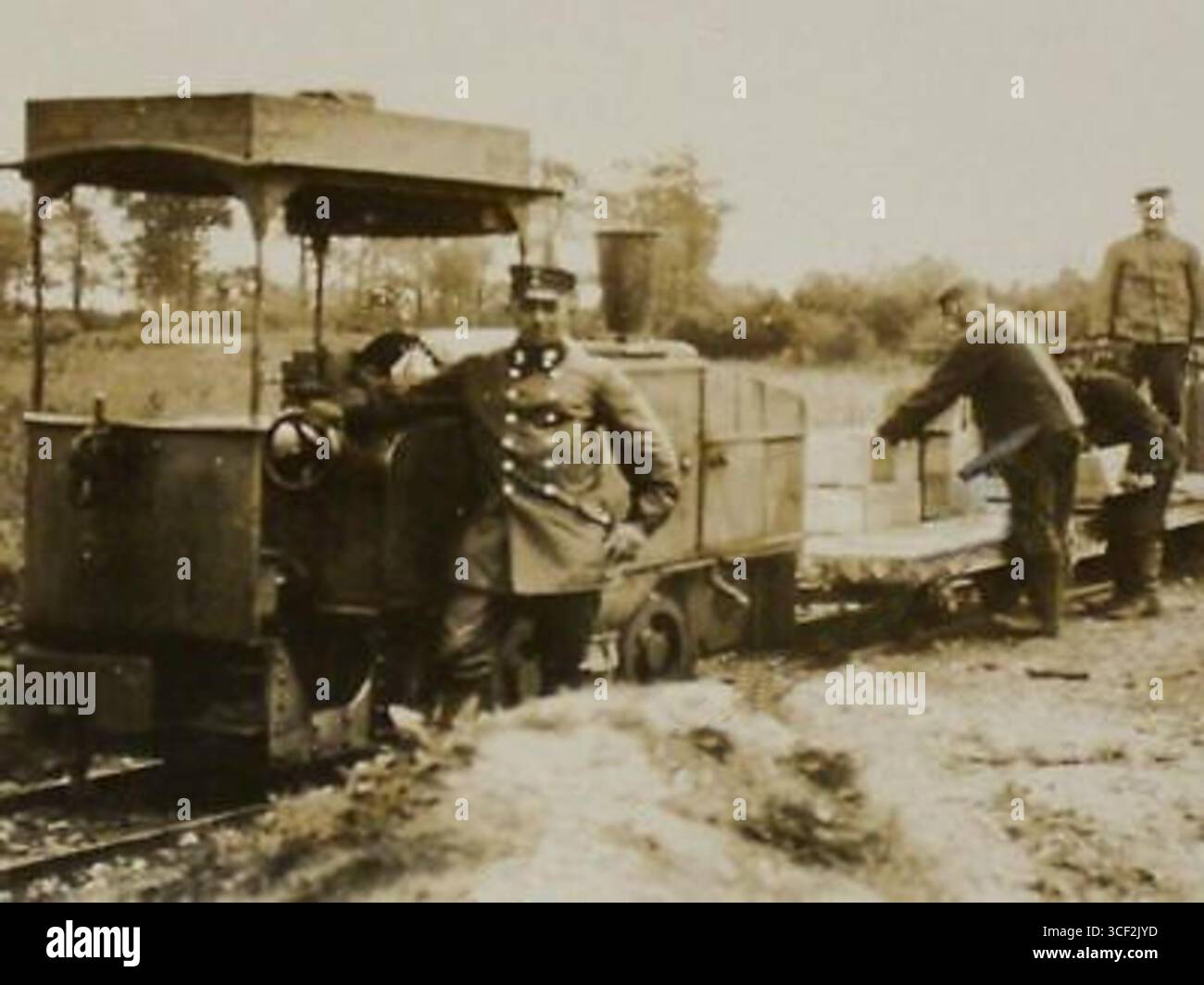 German soldiers loading a narrow-gauge field railway during World War I ...