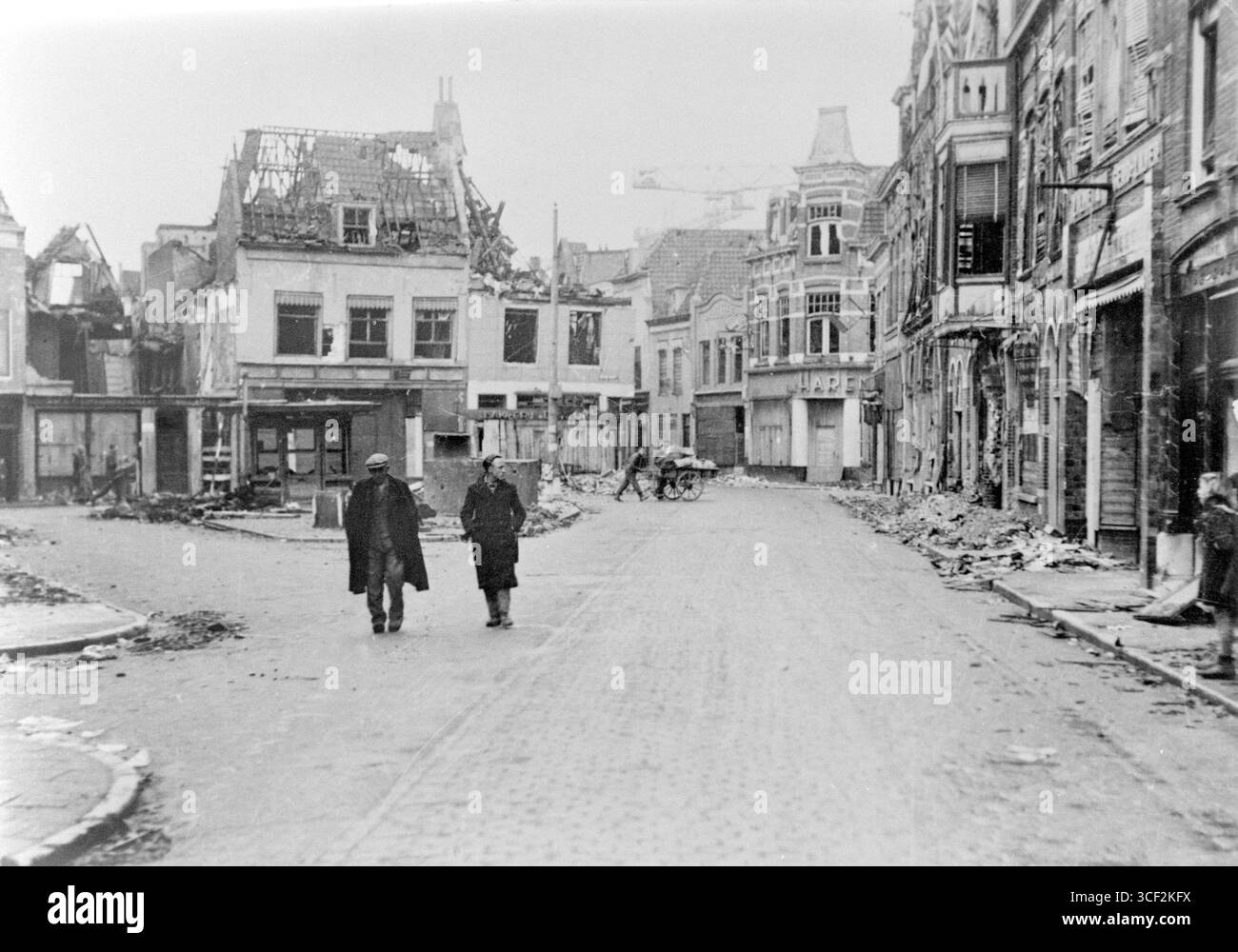 The destruction in Vlissingen during World War II, with heavily damaged ...