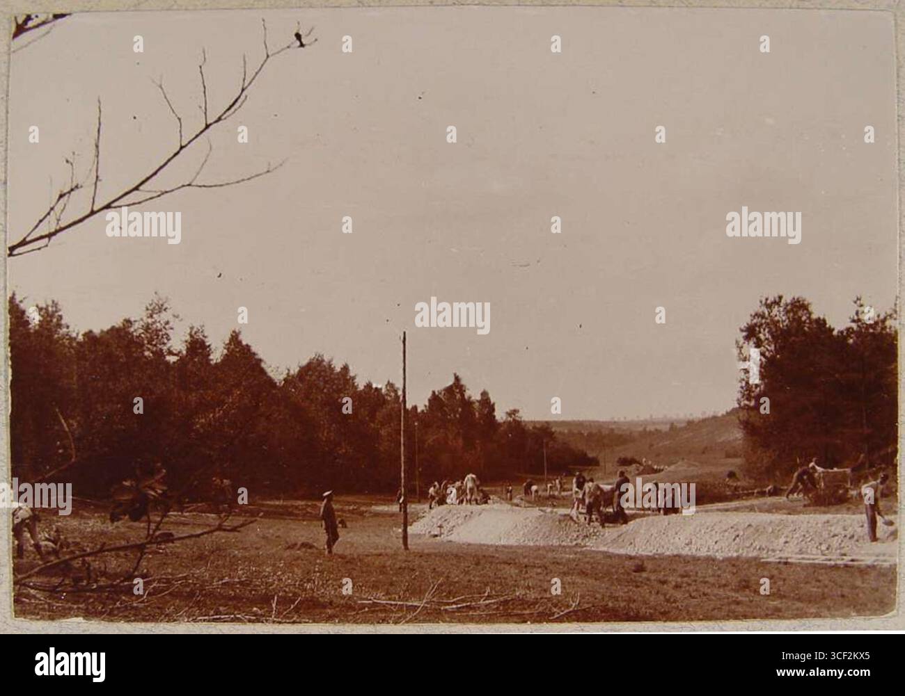 This photo depicts the dam construction during the small railway ...