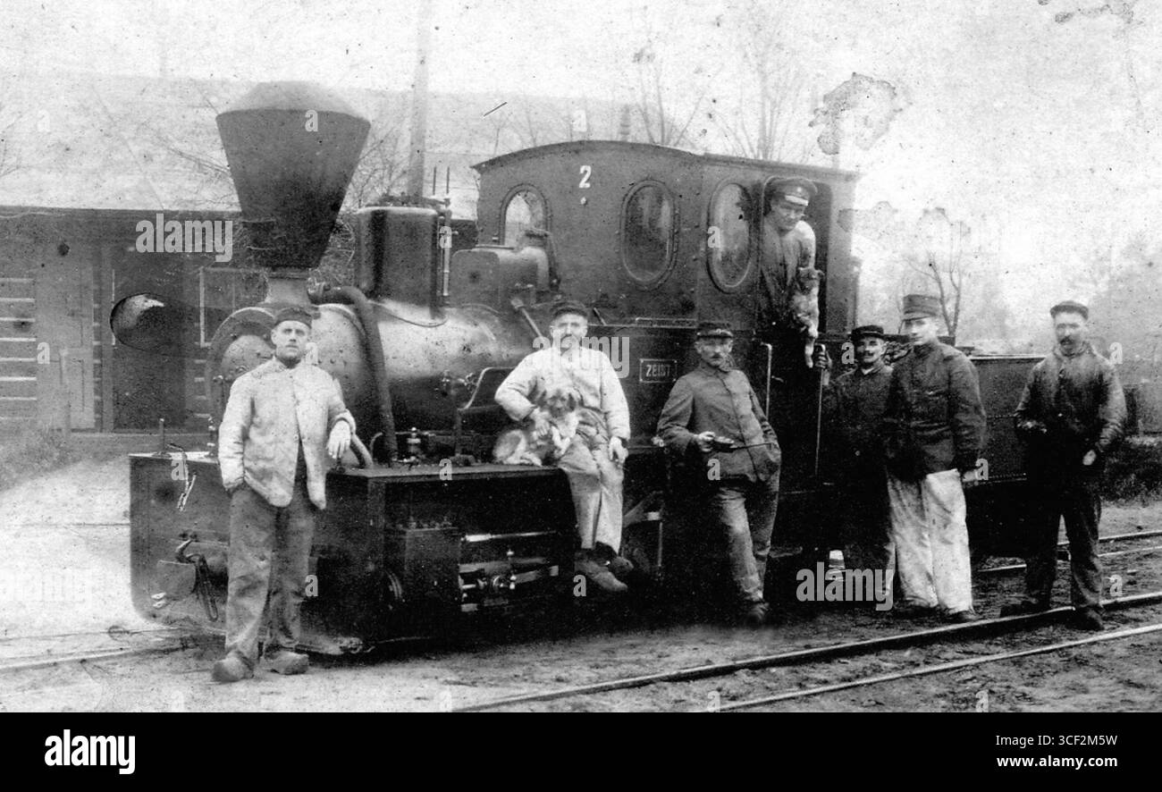 The steam locomotive 'Zeist' is shown with Sergeant Kooman at the helm ...