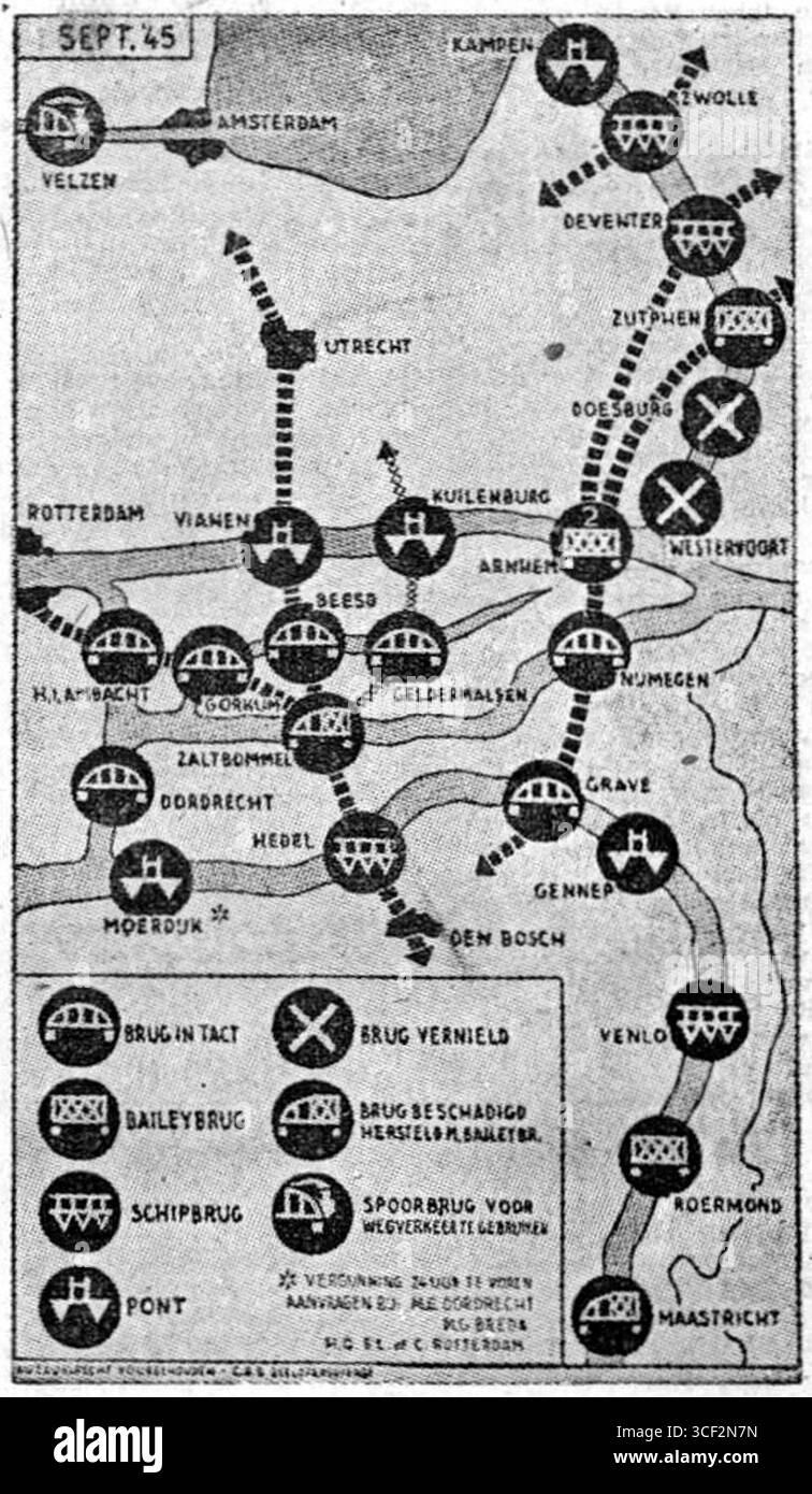 This drawing from 13th September 1945 depicts river crossings in the ...