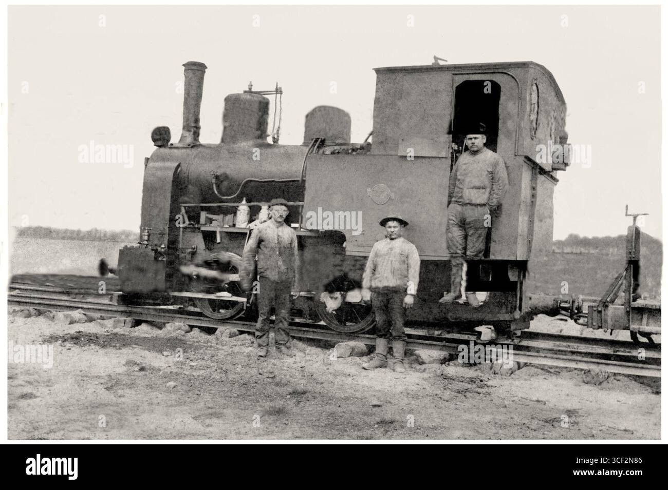 This image from between 1910 and 1925 shows a narrow gauge steam ...