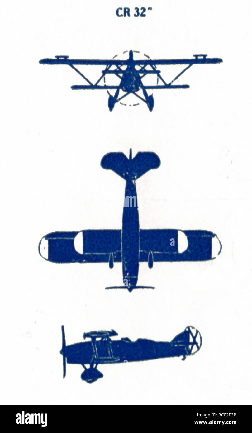Silhouettes of the FIAT CR.32 aircraft, used by the Nationalist Army ...
