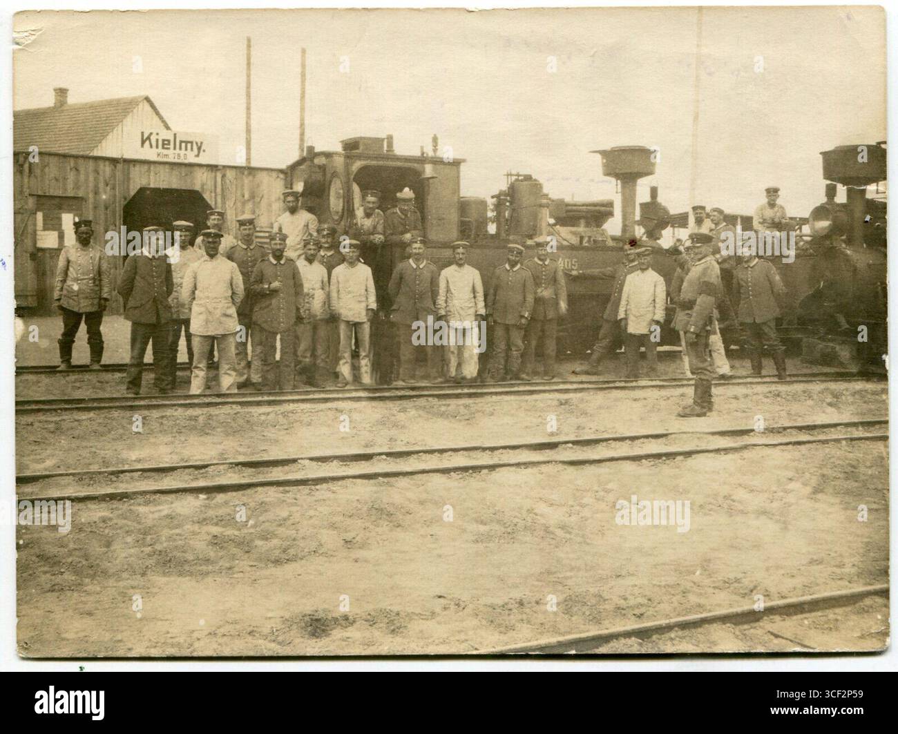 German military narrow-gauge railway locomotives are seen at the ...