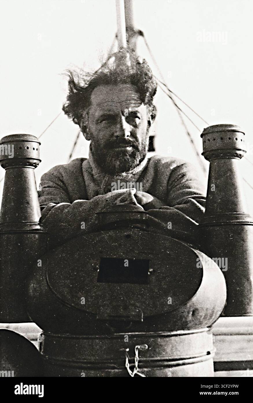 German filmmaker Arnold Fanck (1889-1974) is shown aboard a ship ...