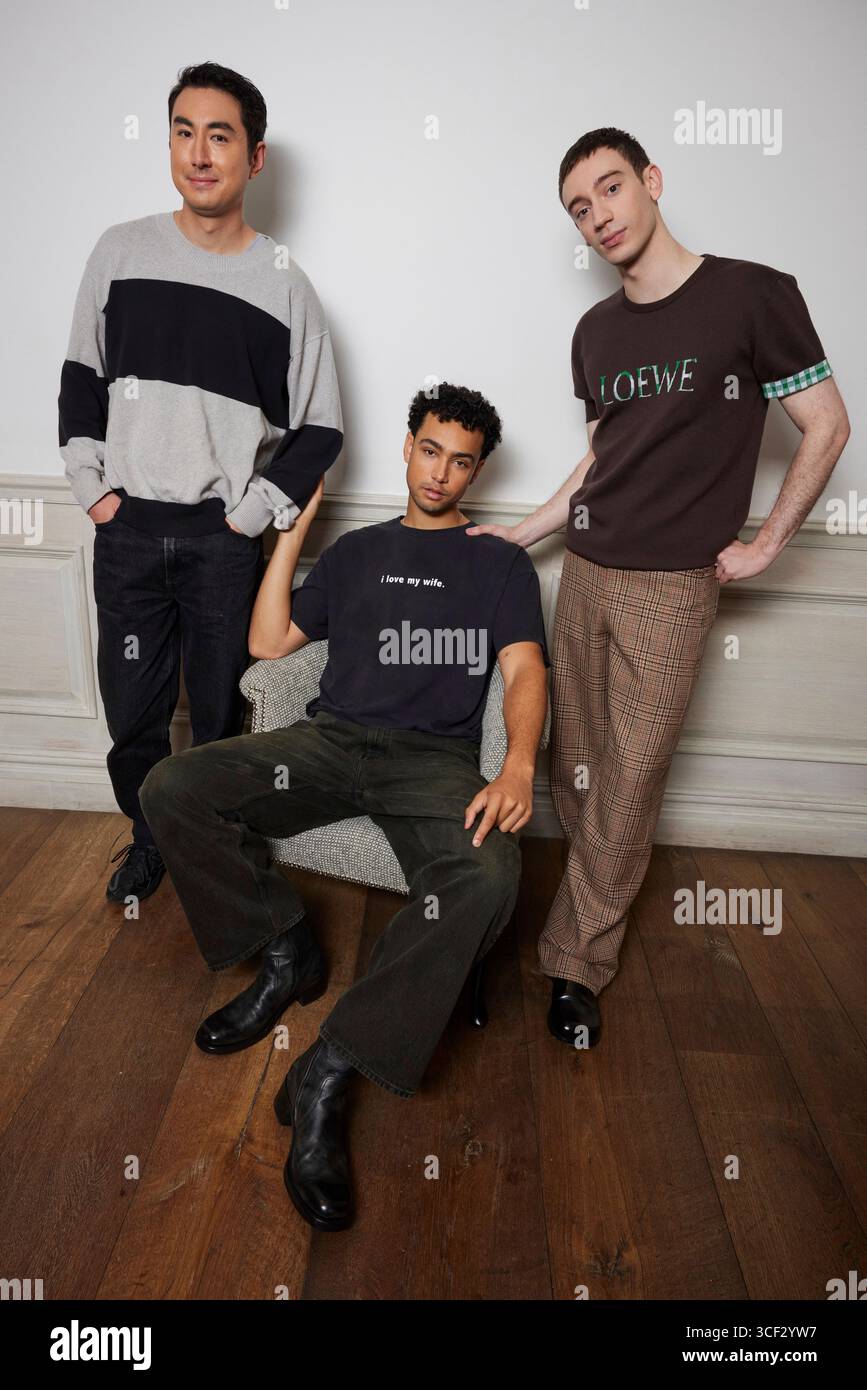 Alex Russell, from left, Archie Madekewe, and Theodore Pellerin pose ...