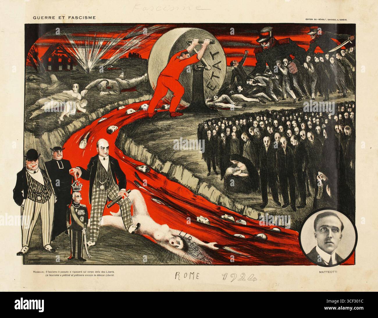 This 1924 work, *Guerre et Fascisme*, from Rome, represents the ...