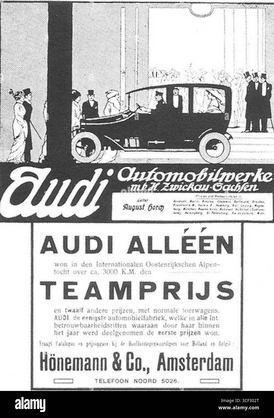 An Audi advertisement from 1912 by Hönemann in Amsterdam, showcasing ...