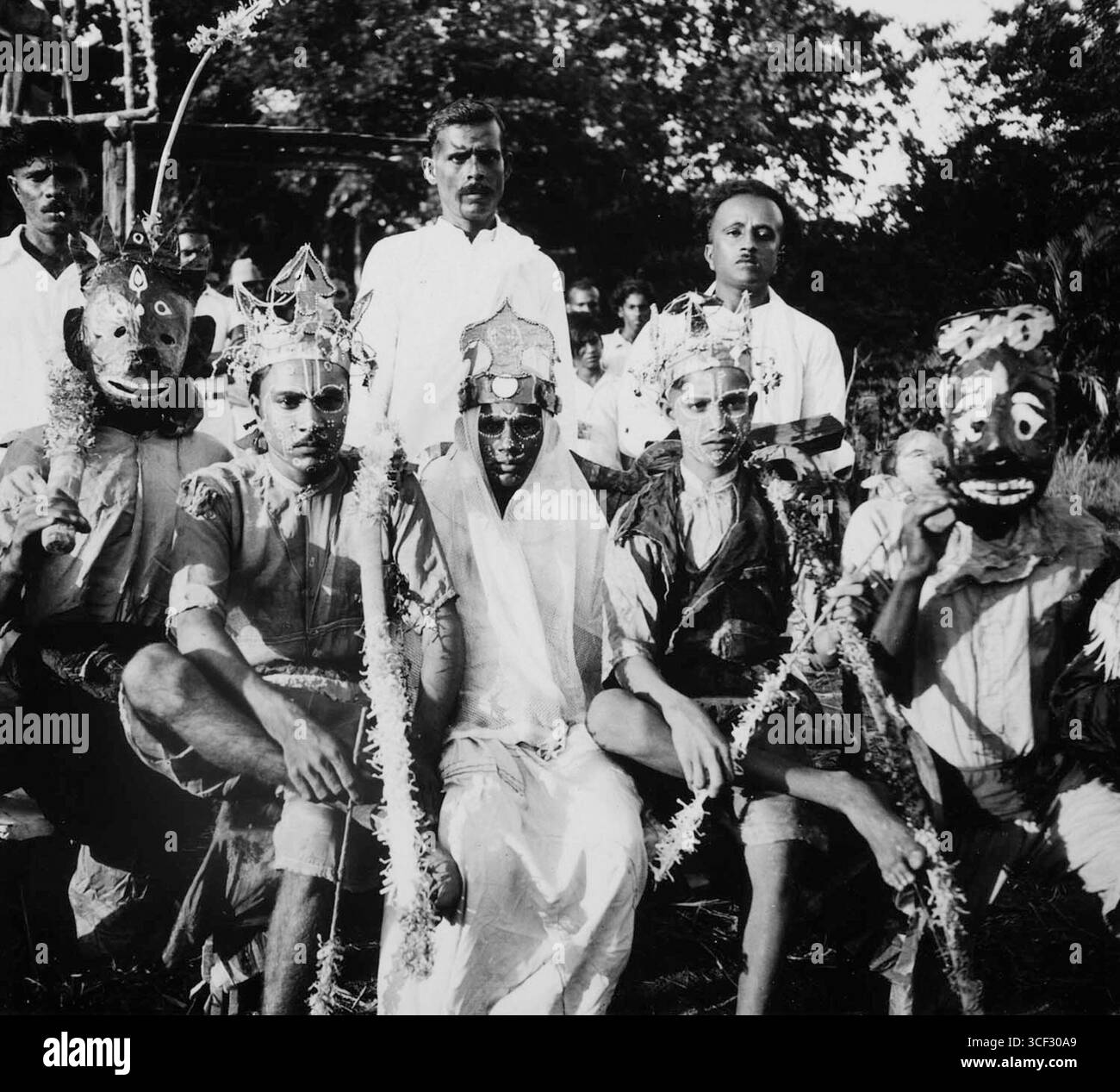 This photo from around 1925 shows the main figures dressed in costumes ...