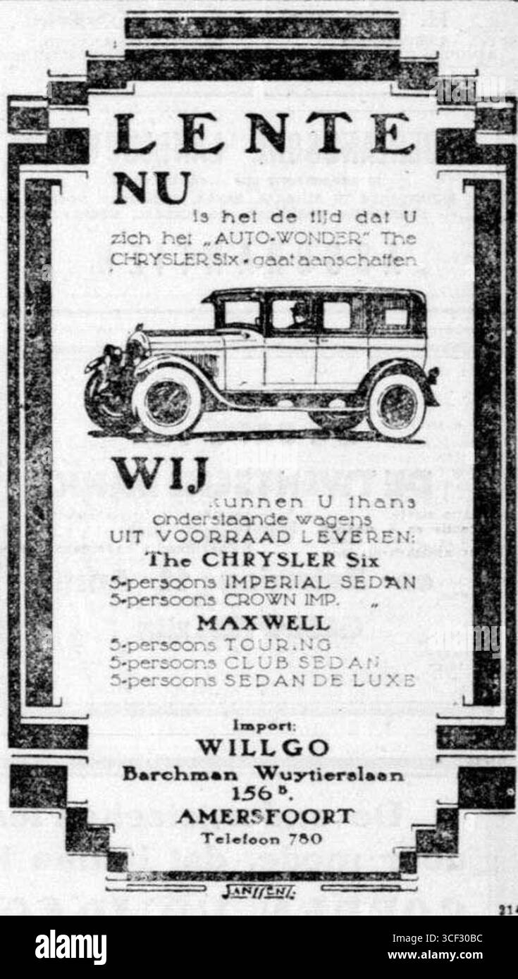 A photograph of a Maxwell automobile, imported by Willgo in Amersfoort ...
