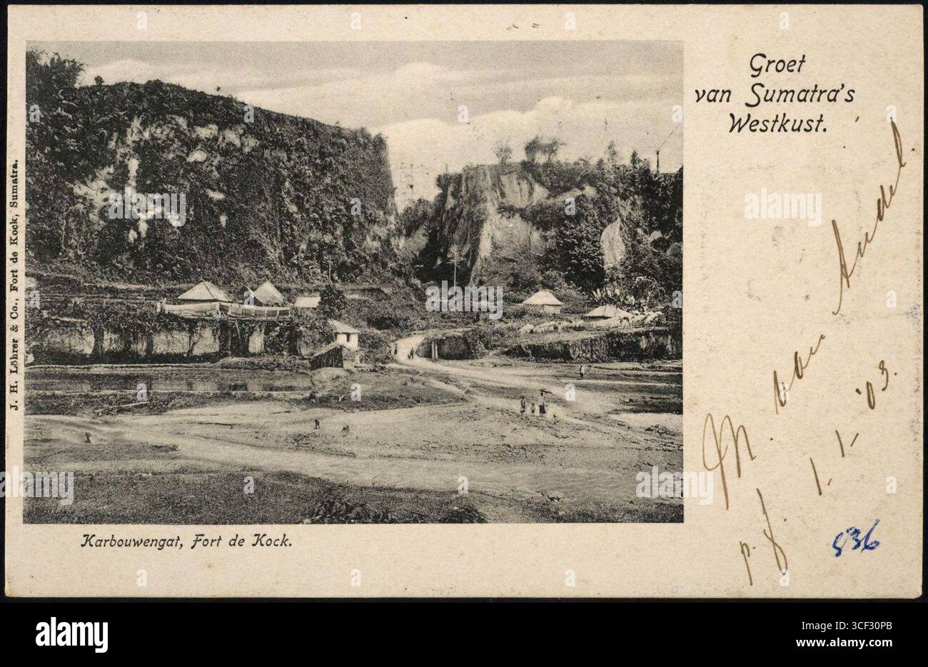 This early 20th-century postcard depicts people with small houses set ...