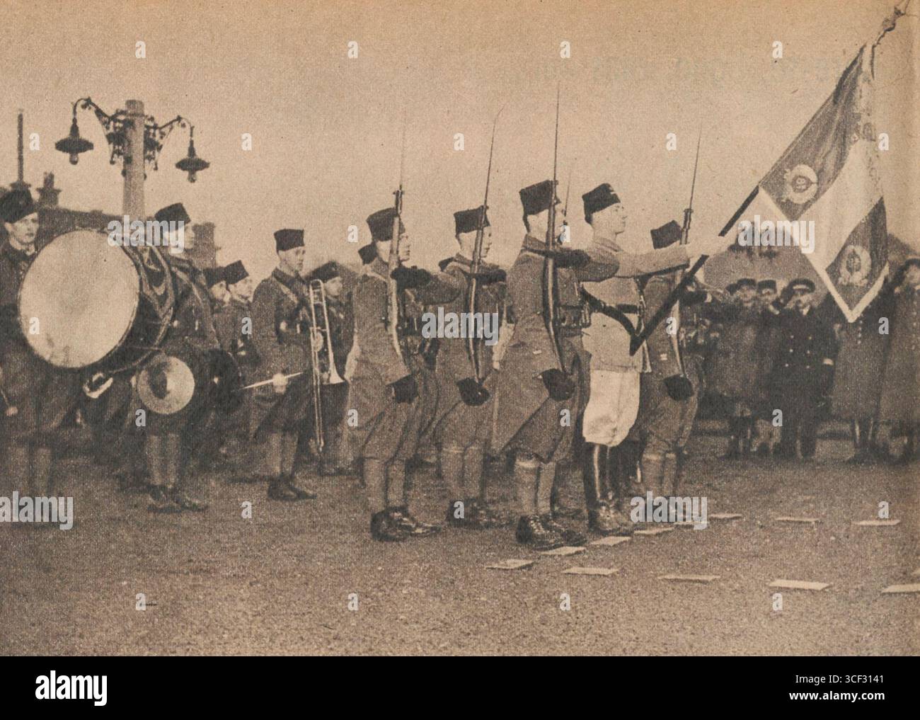 The flag, color bearer, honor guard, and music ensemble of the 8th ...