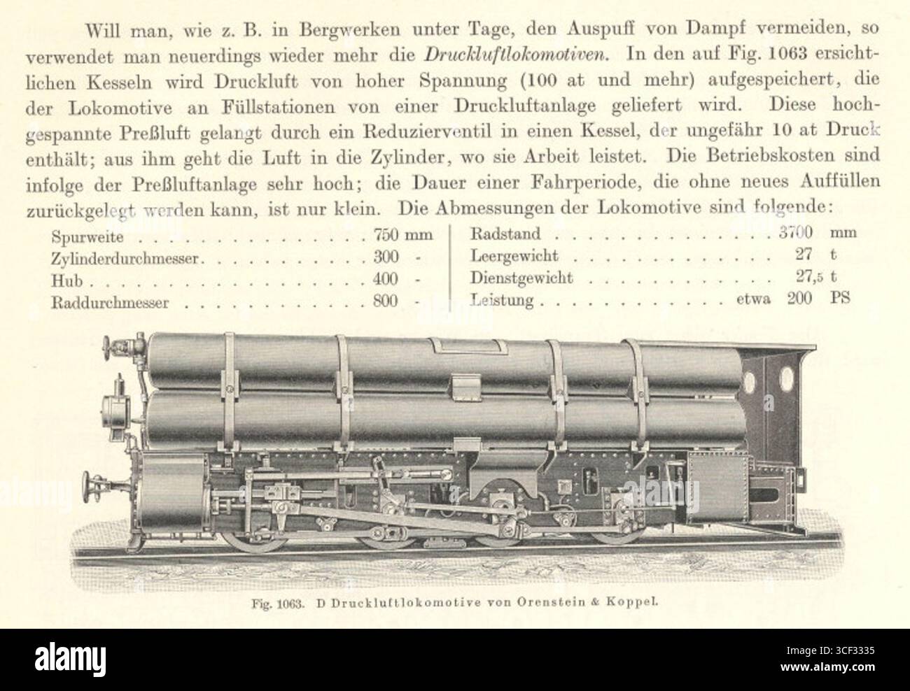 This image features a D-type pneumatic locomotive built by Orenstein ...