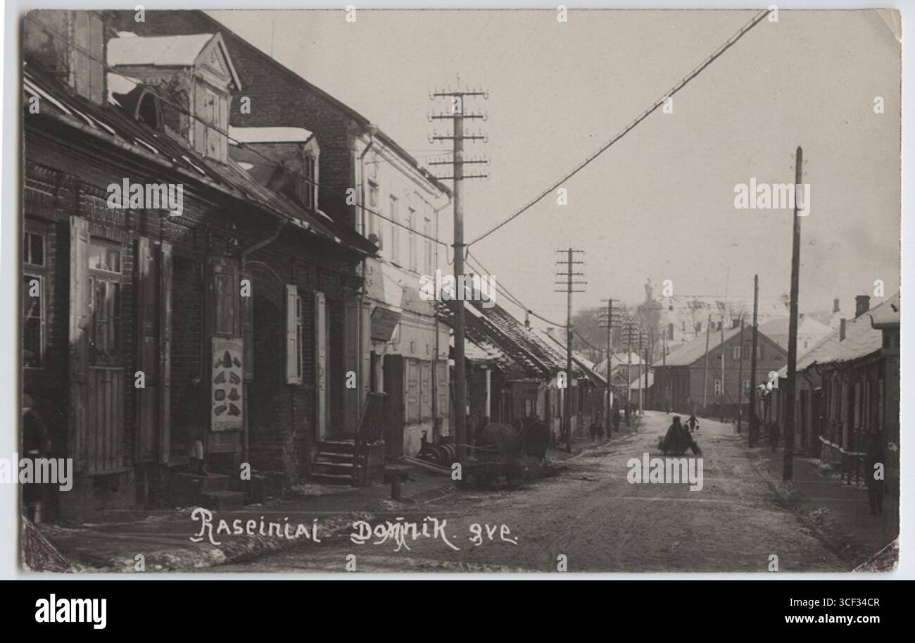 This 1920s photograph shows Dominikon Street in Raseiniai, Lithuania ...