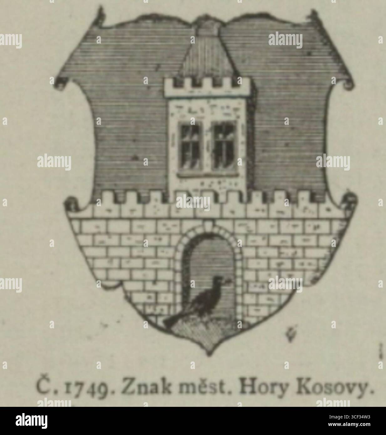 This is a depiction of the 1749 coat of arms for the town of Hory ...