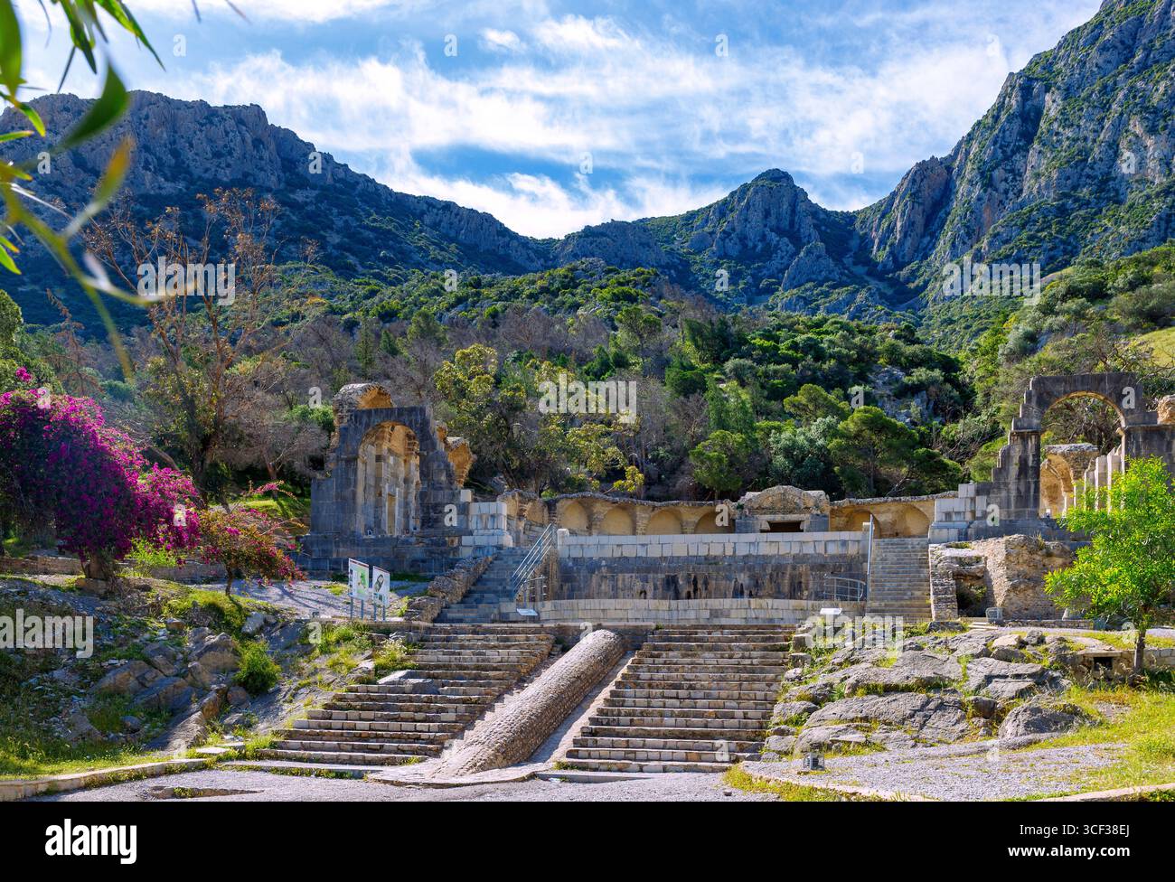 Roman nymphaeum (Temple des Eaux, nymph temple) on the Djebel Zaghouan ...