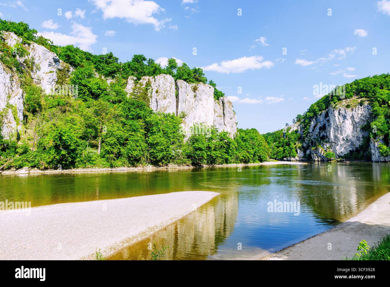 Danube gorge near weltenburg monastery gravel bank on the danube hi-res ...