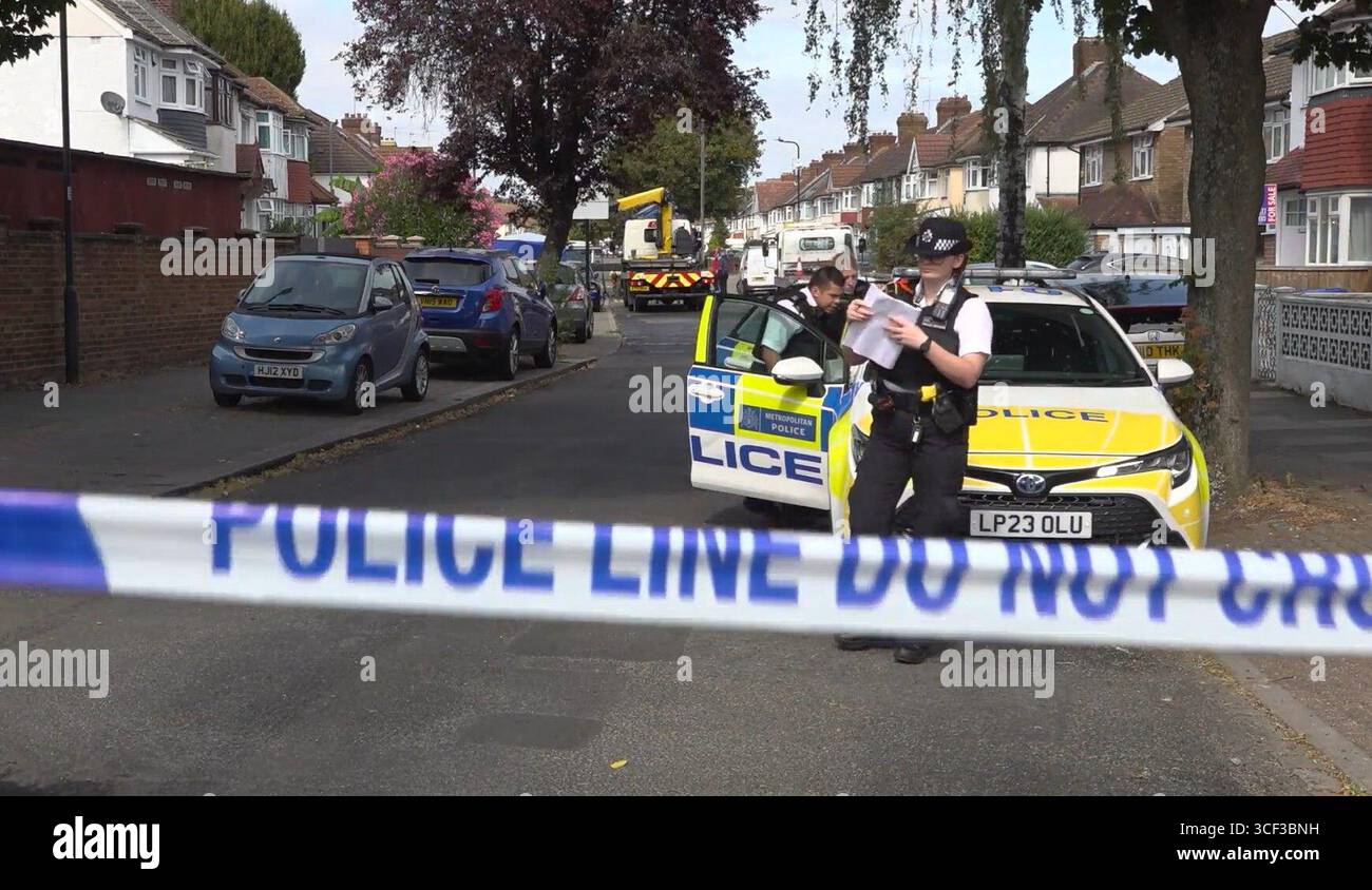 The scene in Monks Park, Wembley, north-west London, following a ...