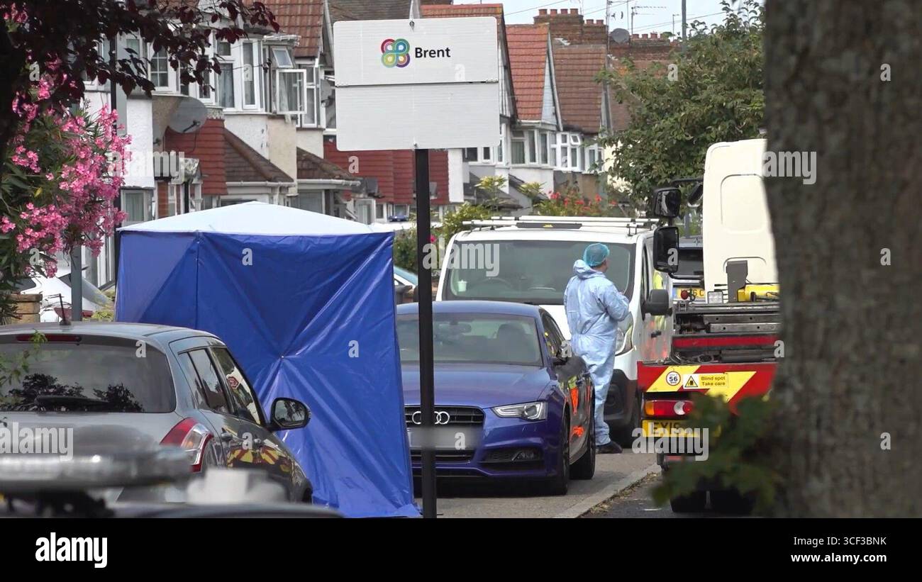 The scene in Monks Park, Wembley, north-west London, following a ...