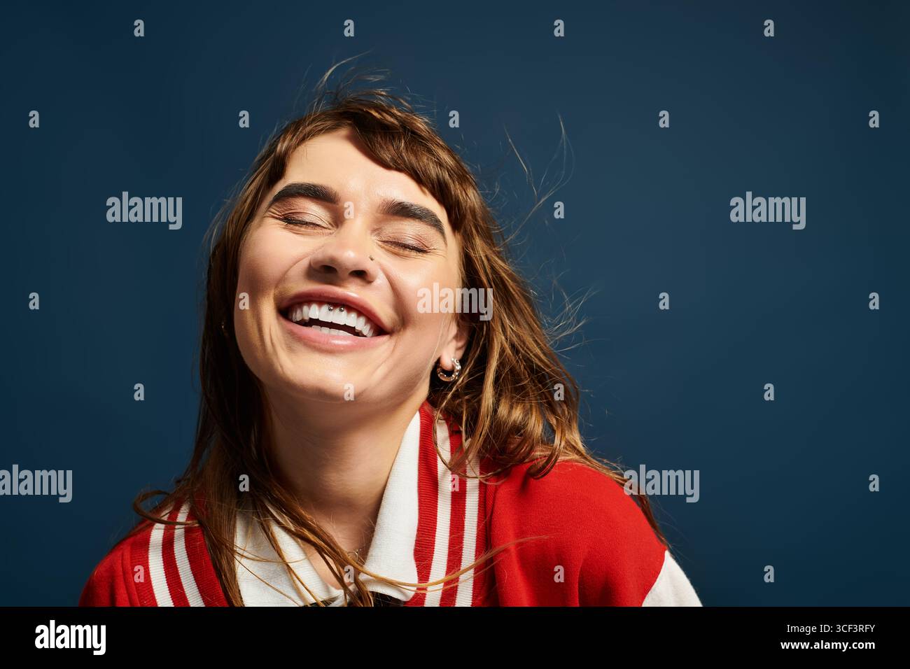 Radiant young woman beams with joy, embodying the spirit of learning in ...
