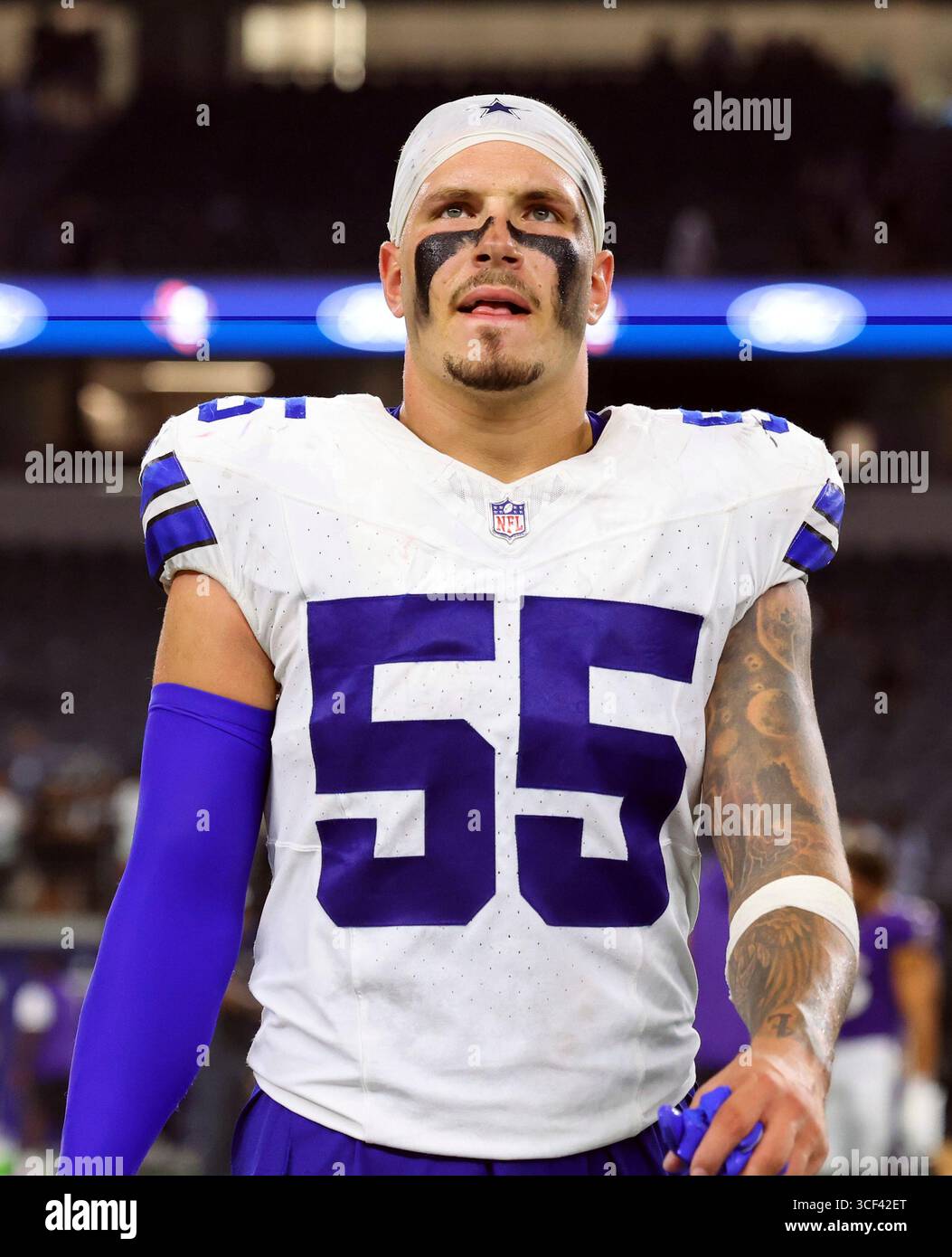 Dallas Cowboys linebacker Justin Barron (55) walks off the field after ...
