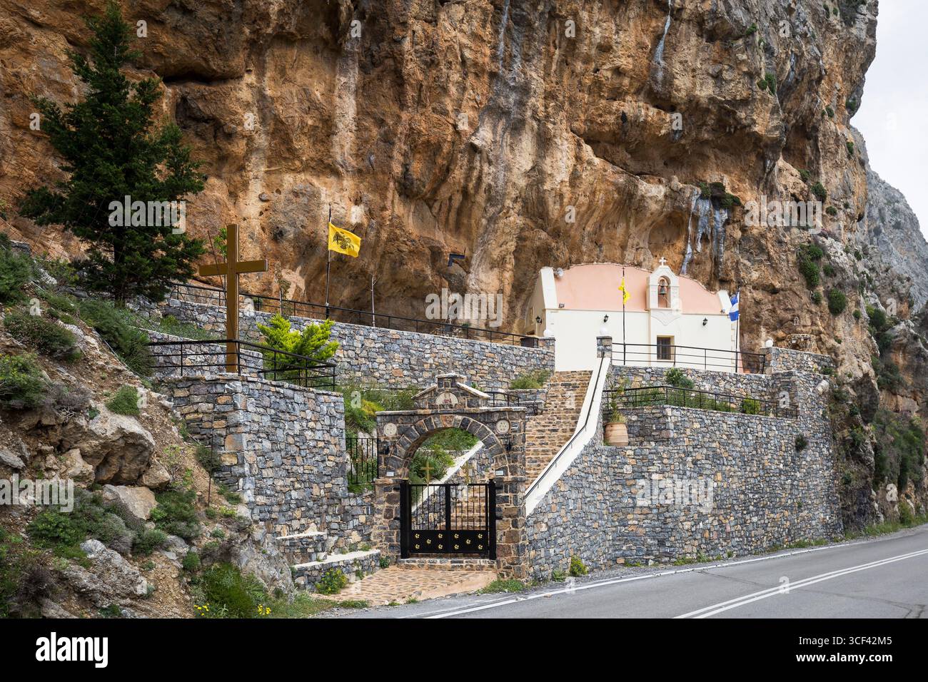 On the rock overhang in the kourtaliotiko gorge hi-res stock ...
