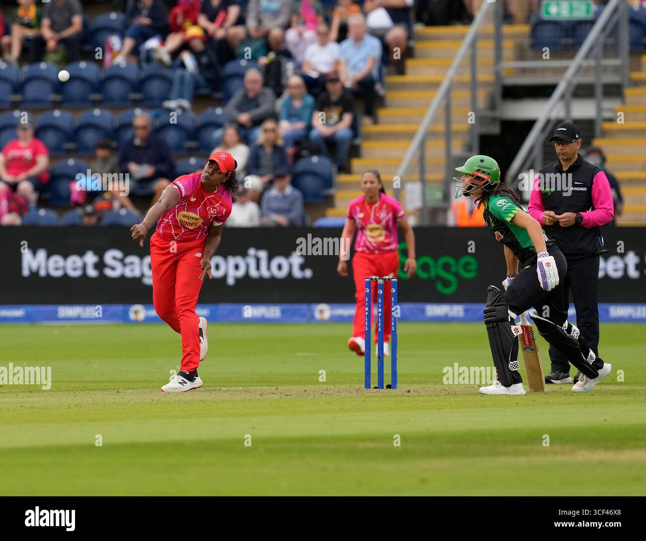 Cardiff,UK, 20 Aug 2025 Hayley Matthews of Welsh Fire bowls during the ...