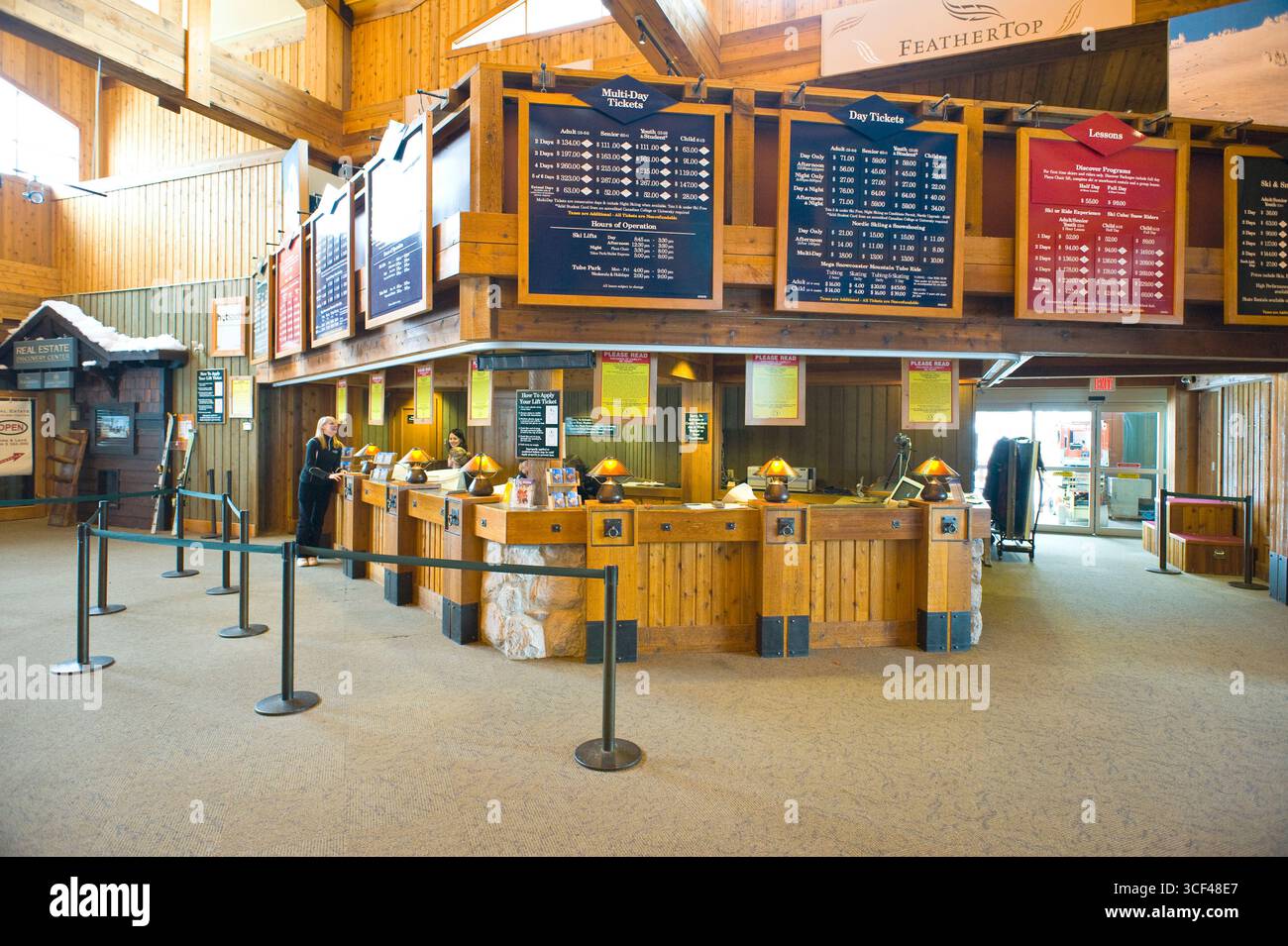 Ticket sales counter inside Village Centre Mall, Big White, British ...