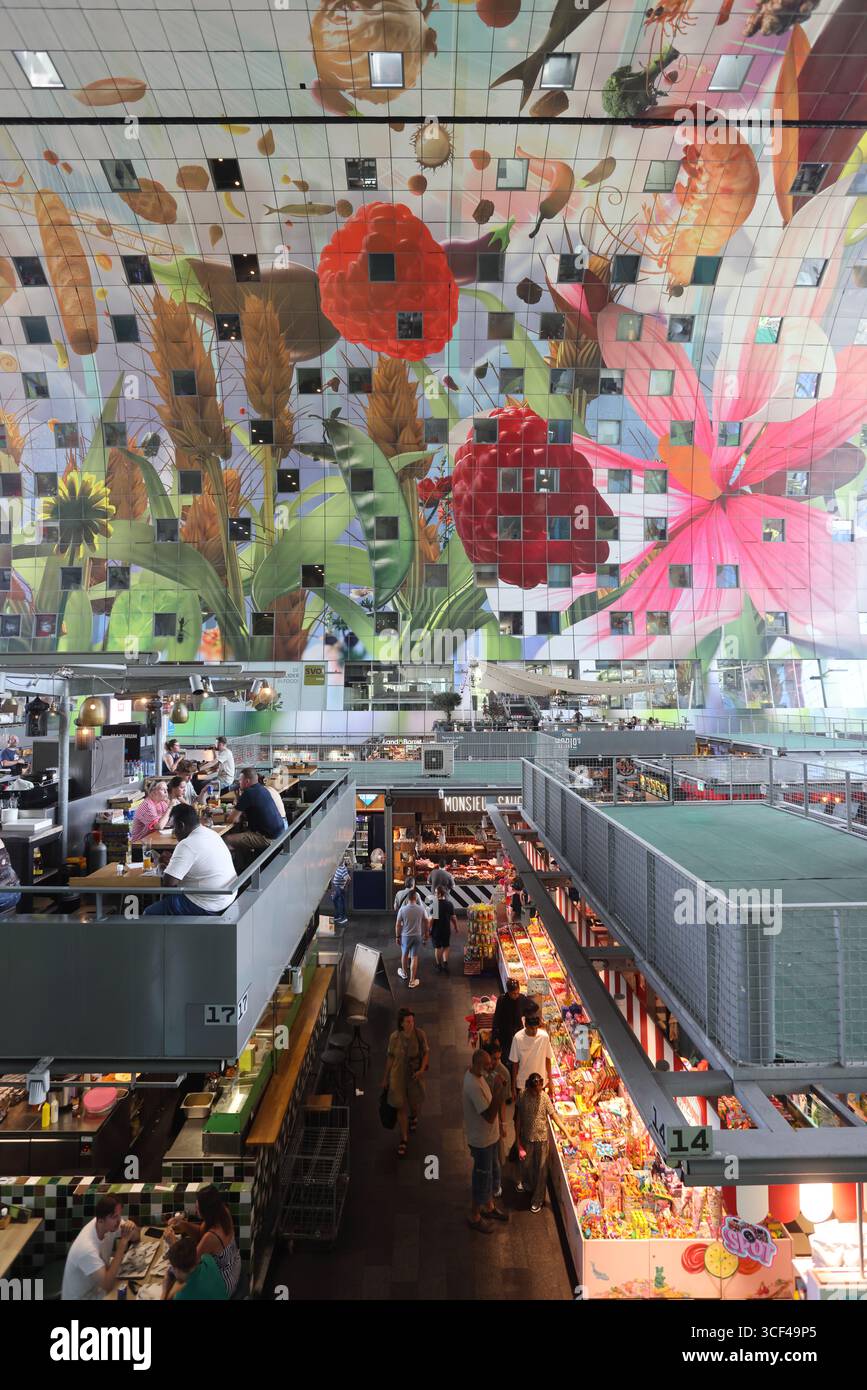 Inside Rotterdam's landmark Markthal, a giant mural Horn of Plenty , by ...