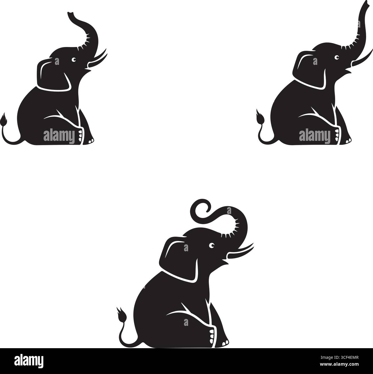 Elephants with trunk raised Stock Vector Images - Alamy
