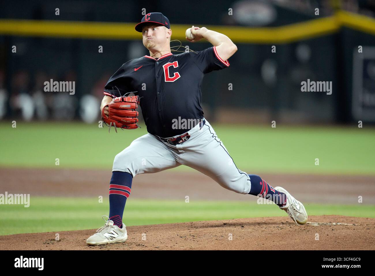 Cleveland Guardians starting pitcher Parker Messick throws against the ...
