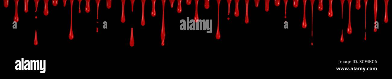 Row of several different blood drips and drops isolated on black Stock ...