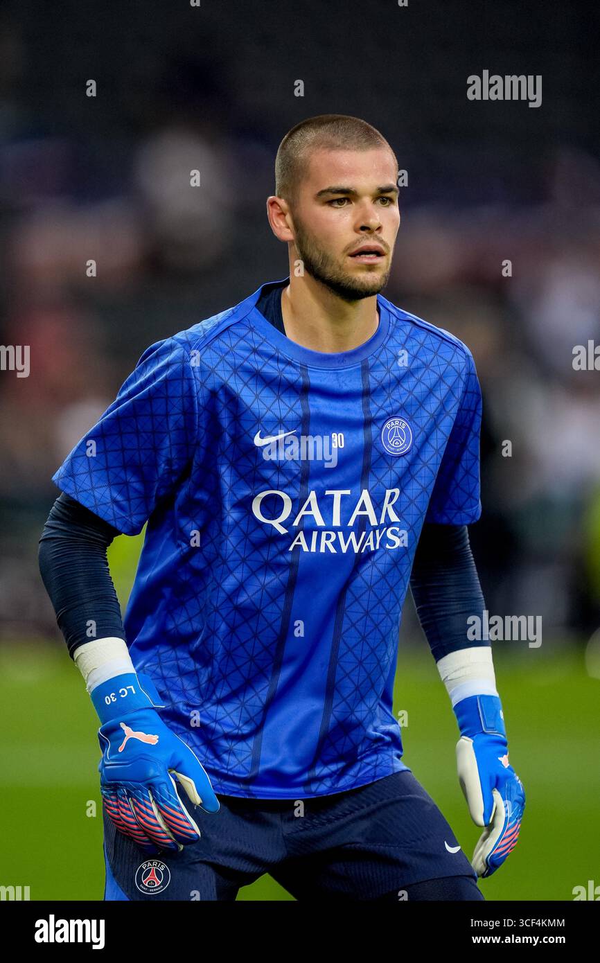 Lucas Chevalier of Paris Saint-Germain FC looks on during the UEFA ...