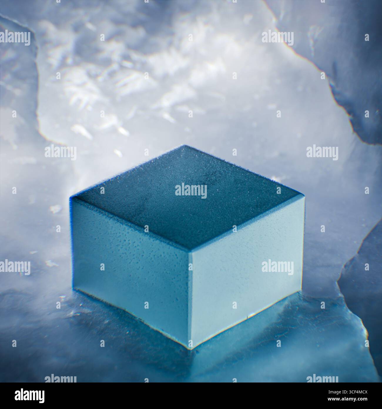 Platform of ice with frozen ice block podium or stand for product ...