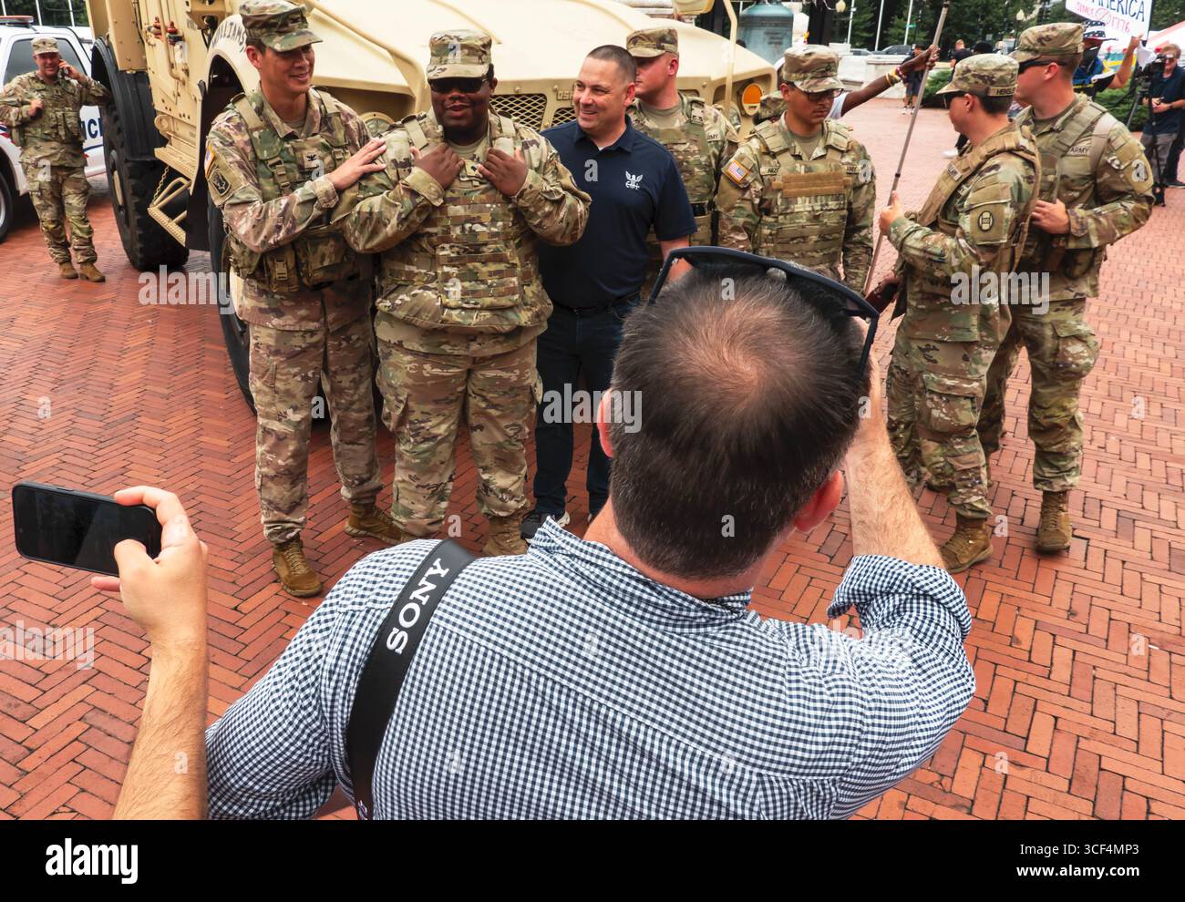 WASHINGTON, DC - AUGUST 20: National Guard troops outside Union Station ...
