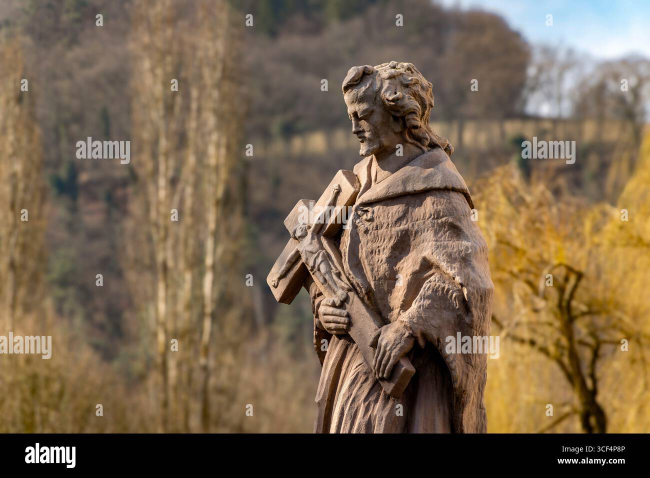 Figure of a saint in front of the temple house. The Tempelhaus in ...